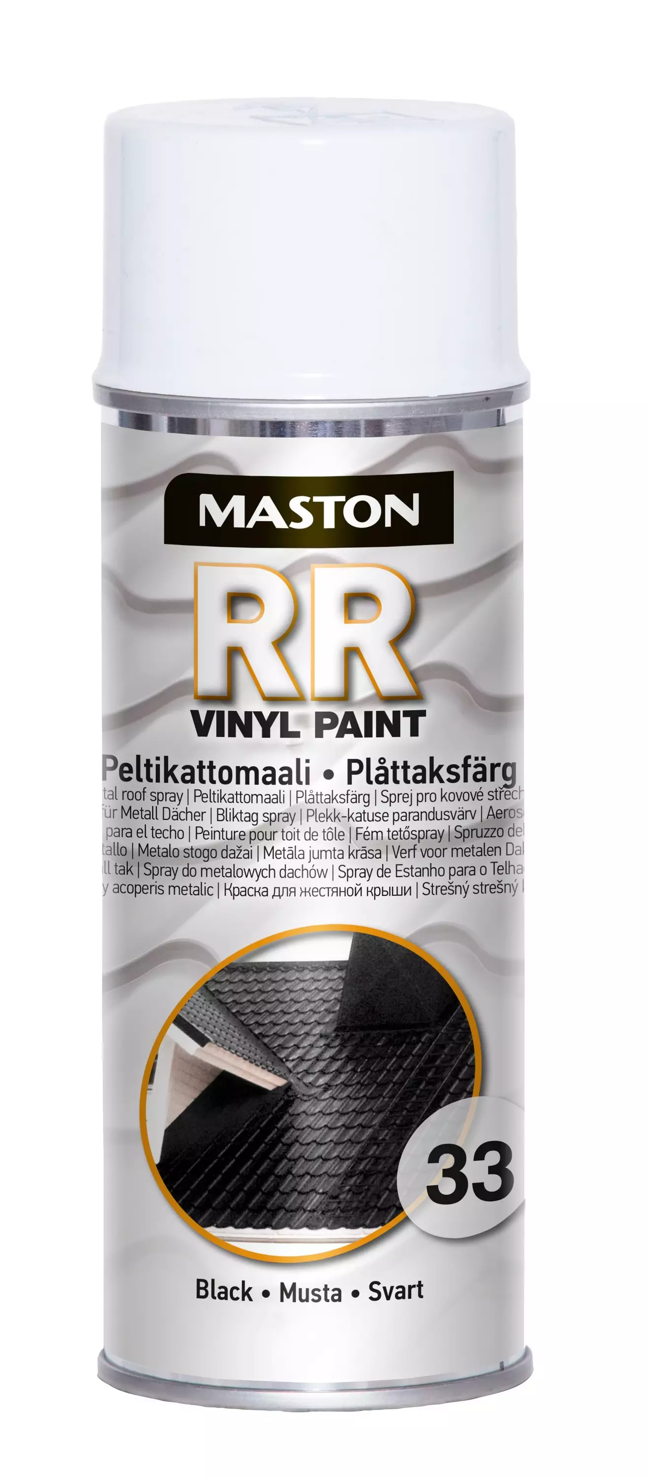 Spraymaali RR 33 musta 400ml Maston peltikatto (vinyyli) spraymaali ...