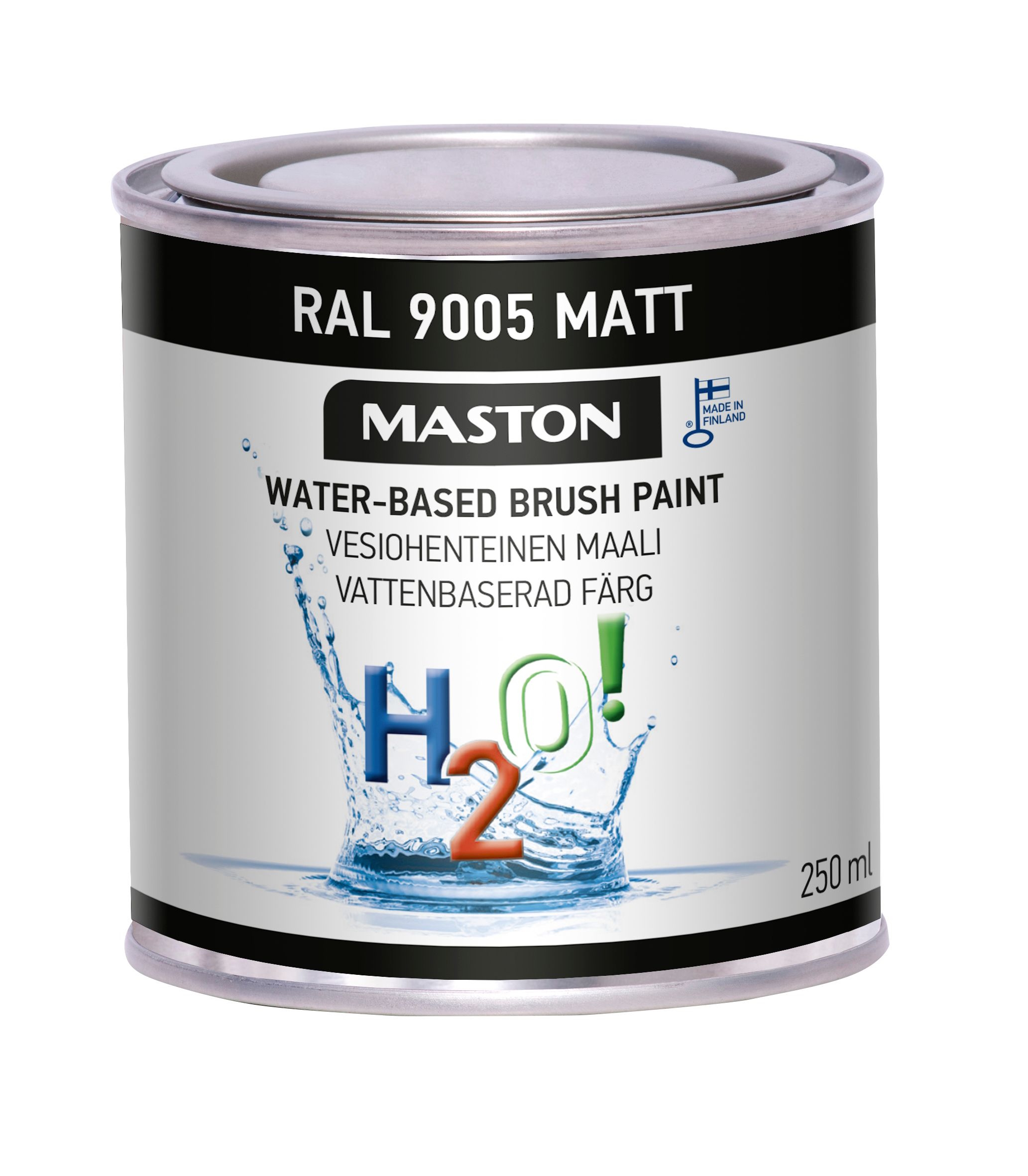 Maali H2O! RAL9005 Matt - Syvänmusta matta 250ml Vesiohenteinen ...